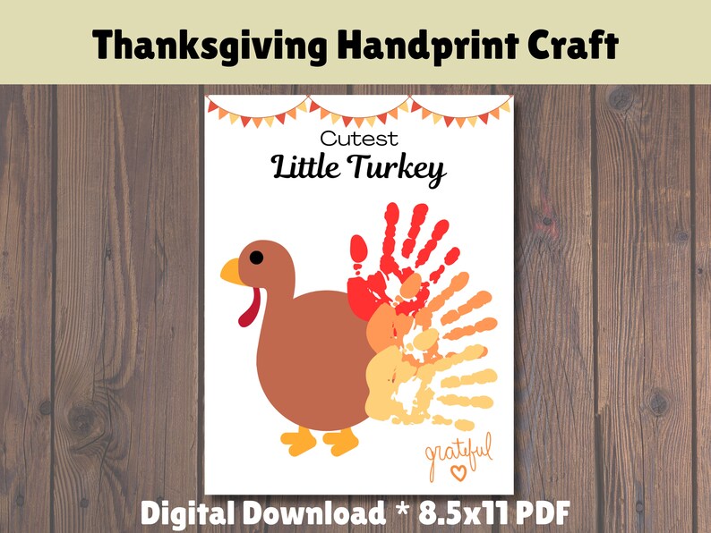 Thanksgiving Turkey Handprint Craft: Kids Art Activity (PDF) - Etsy