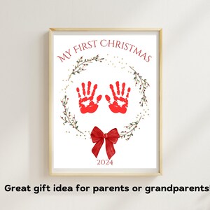 Baby First Christmas Handprint Holiday Craft Printable Activity for ...