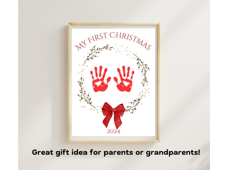 Baby First Christmas Handprint Holiday Craft Printable Activity for ...