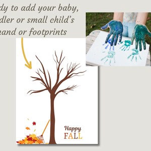 Kids Fall Tree Leaves Handprint Craft Printable, Daycare or Preschool ...