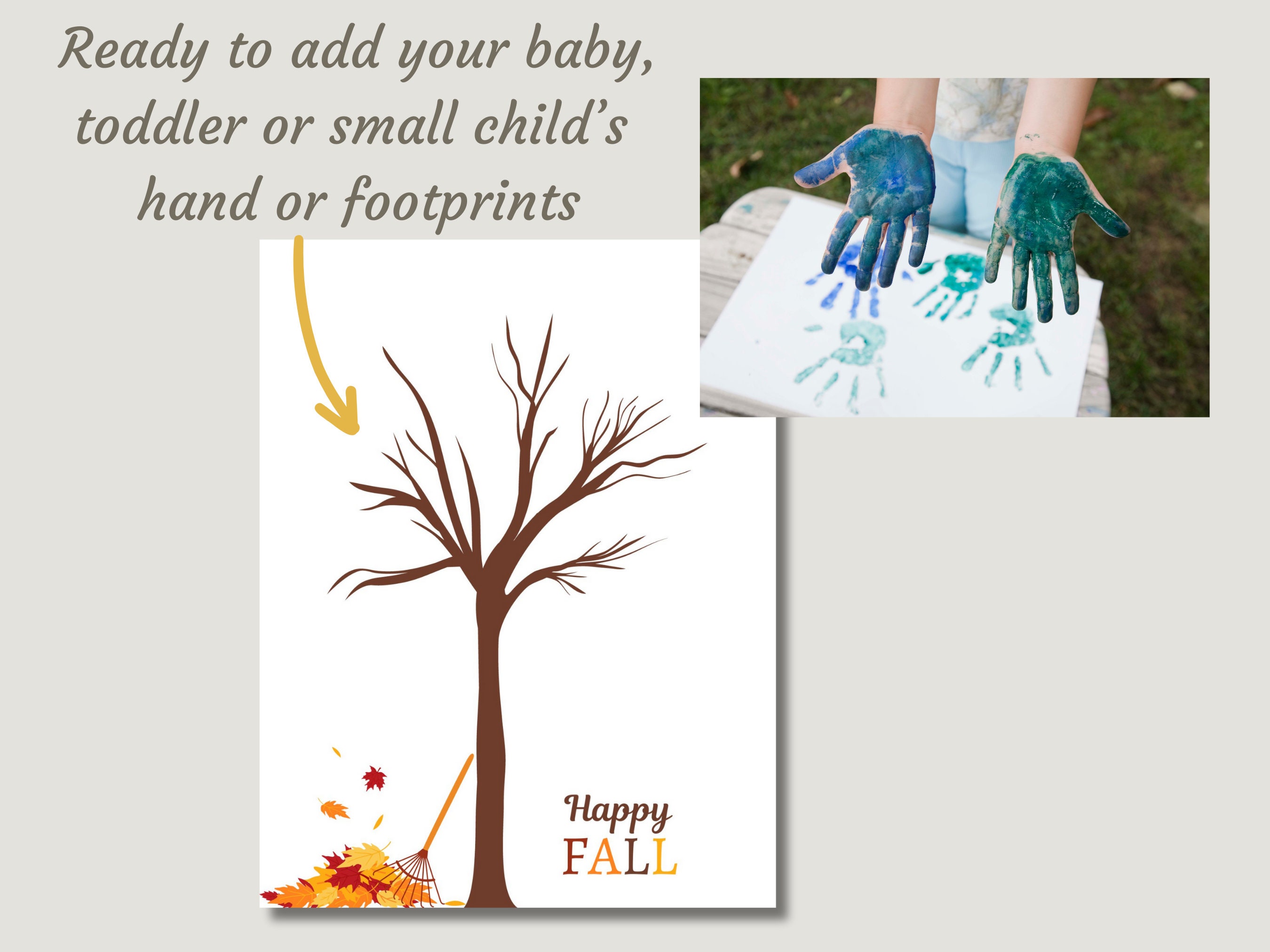 Kids Fall Tree Leaves Handprint Craft Printable, Daycare or Preschool ...