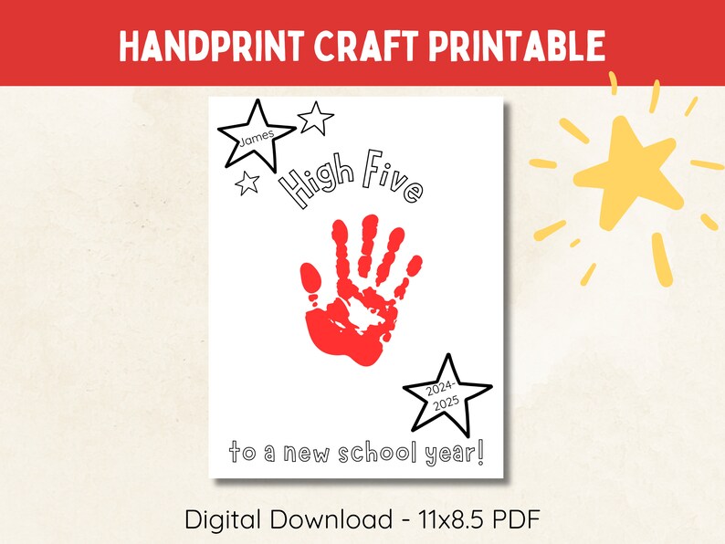 Back to School High Five Handprint Craft for Kids - Fun First Day of ...