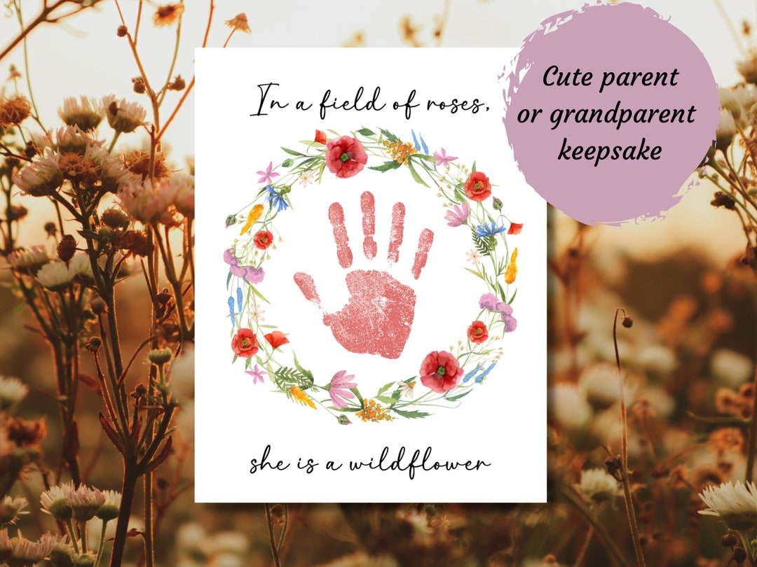 Girl Handprint Craft She is a Wildflower Printable Room Decoration Gift ...