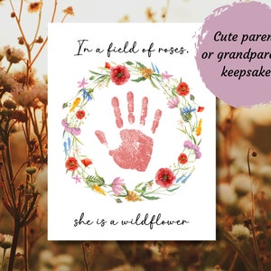 Girl Handprint Craft She is a Wildflower Printable Room Decoration Gift ...