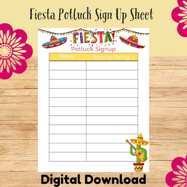 Mexican Potluck Sign up Sheet - Etsy