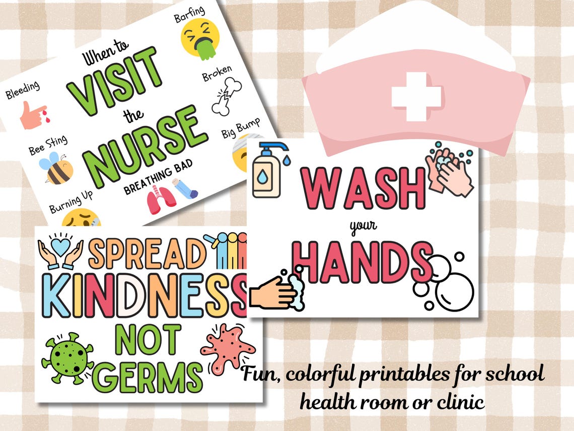 School Nurse Office Printable Decor, Health Room Signs (digital ...