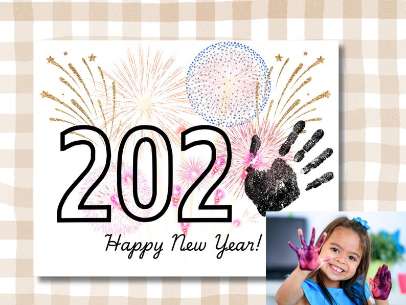 New Years Handprint Craft | 2025 Kids Preschool or Daycare Activity ...
