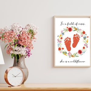 Girl Handprint Craft She is a Wildflower Printable Room Decoration Gift ...