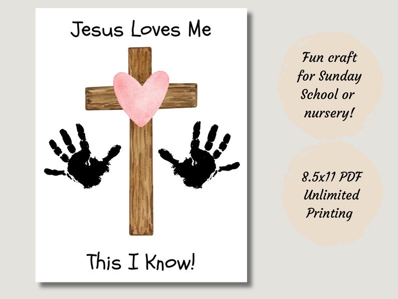 Jesus Loves Me Kids Handprint Activity for Daycare, Sunday School or ...