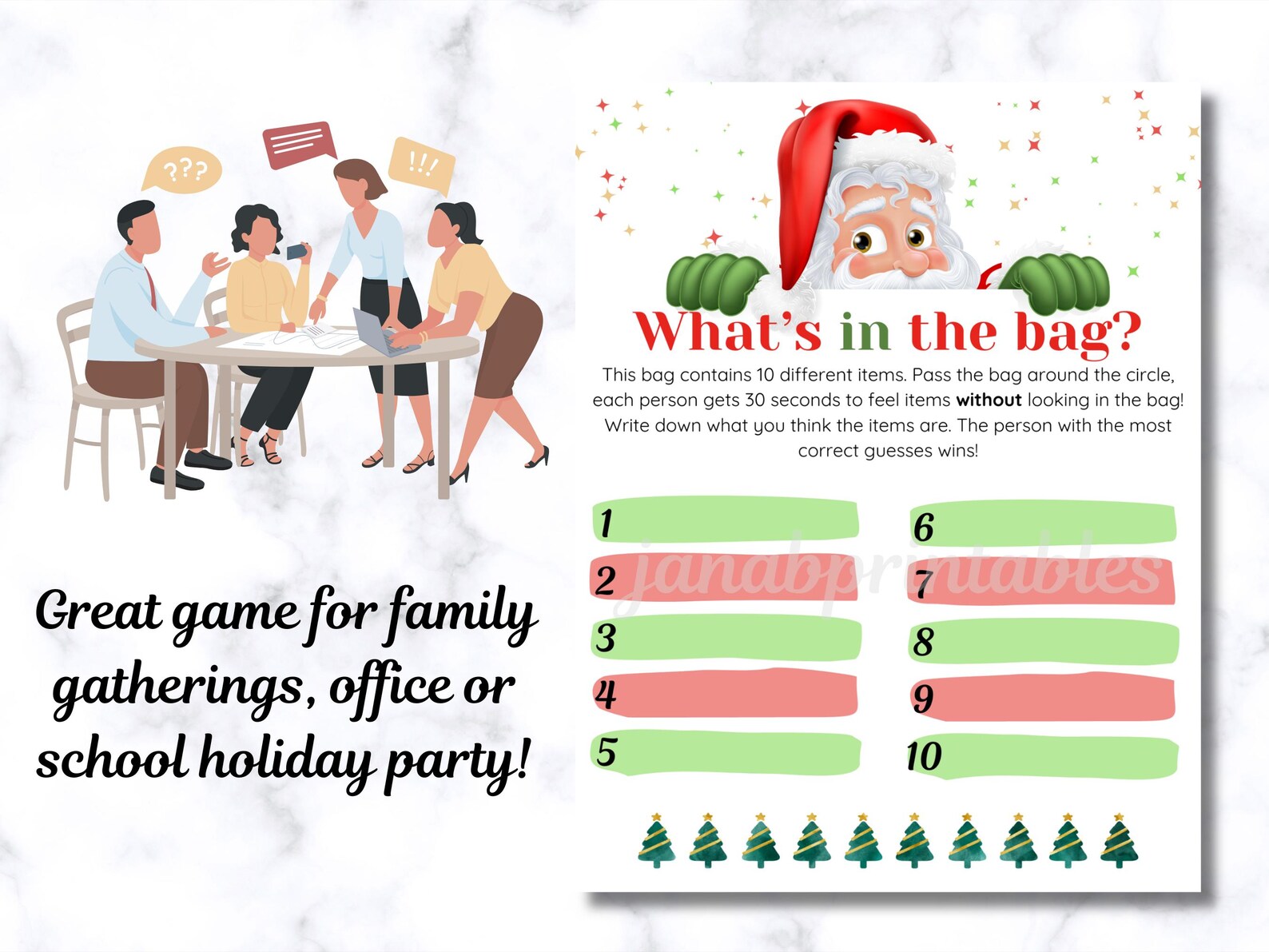 Holiday Christmas Ice Breaker Group Game for Family Gatherings, Office ...