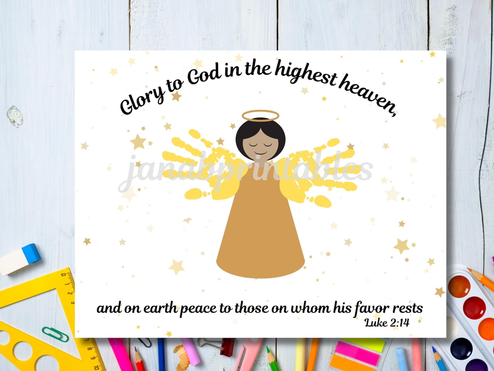 Kids Christmas Handprint Angel Craft Printable Activity, Glory to God ...