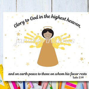 Christmas Angel Handprint Craft, Bible Verse Printable (digital ...