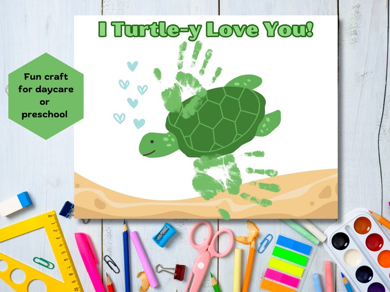 Turtle Handprint Craft Gift for Mom or Dad | Activity for Baby Toddler ...