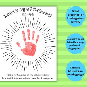 Last Day of School Handprint Craft Printable for Kids Cute End of the ...
