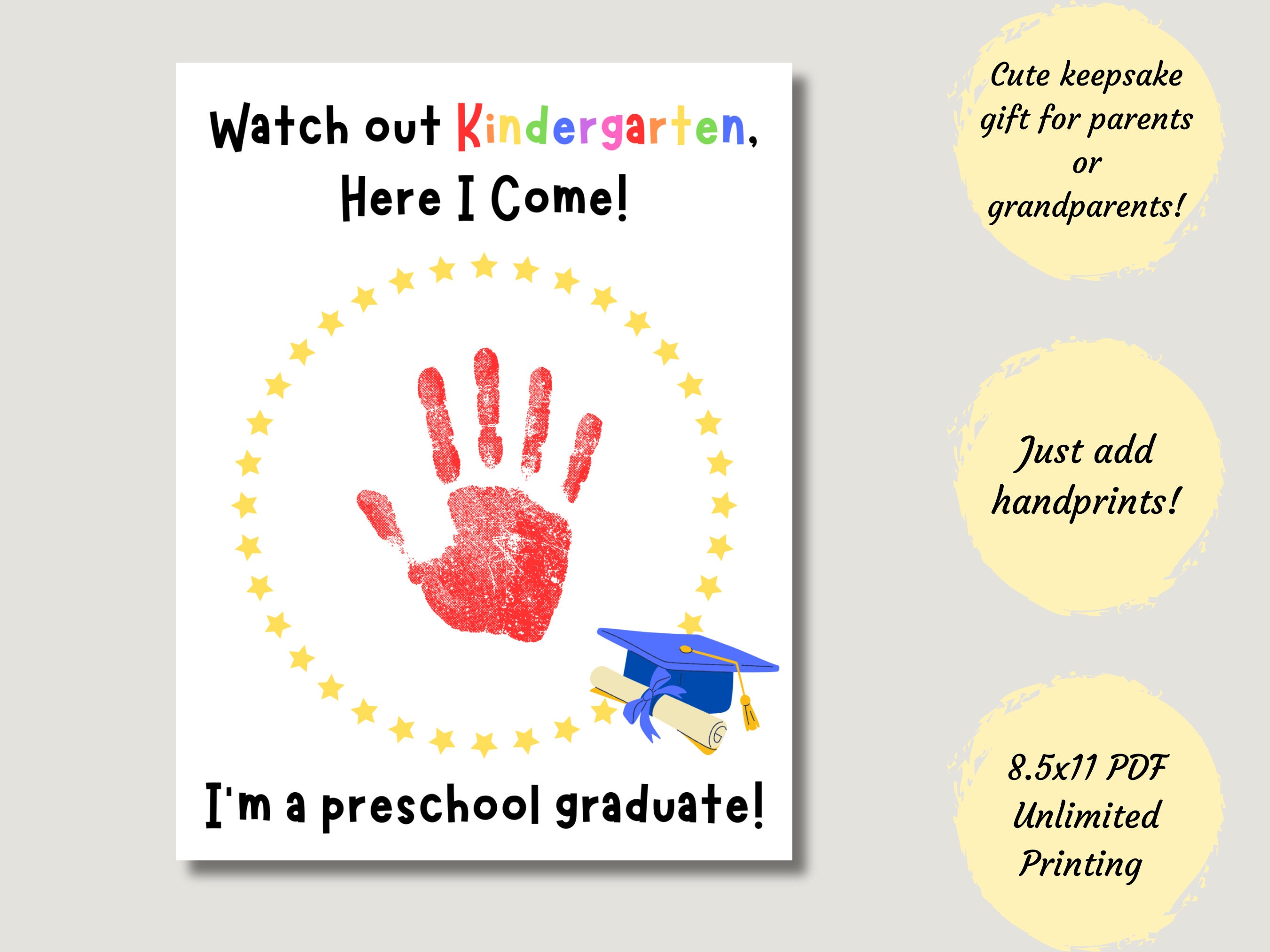 Preschool Graduation Handprint Craft Teacher Resource or Homeschool ...