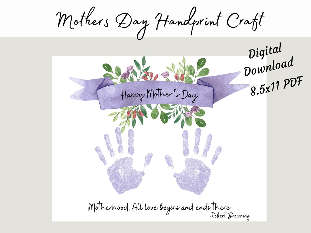 Kids Mother's Day Handprint Craft Printable Quote Keepsake Card Gift ...