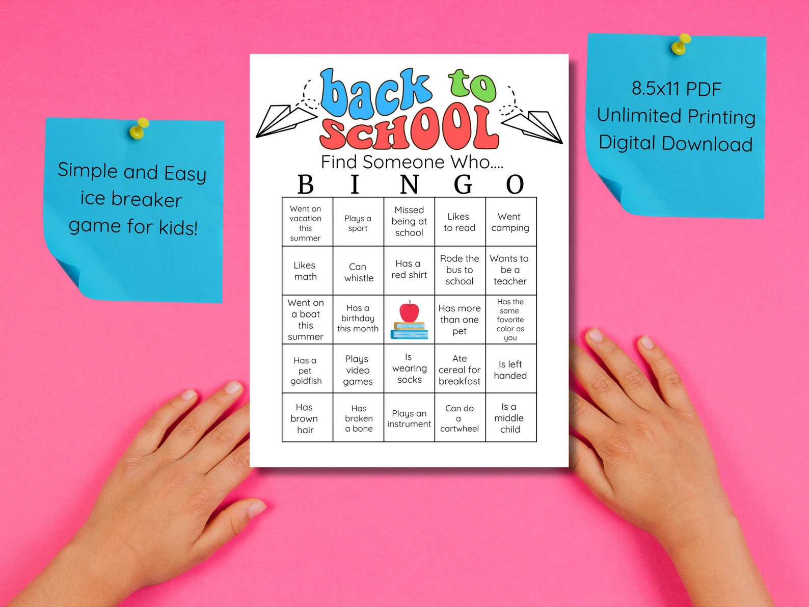 Back to School Bingo Game Printable for Kids | Get to Know You Ice ...