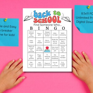 Back to School Bingo Game Printable for Kids | Get to Know You Ice ...