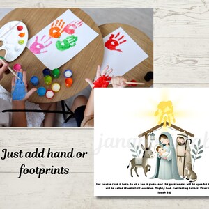 Kids Christmas Nativity Handprint Craft Printable Activity, Baby Jesus ...