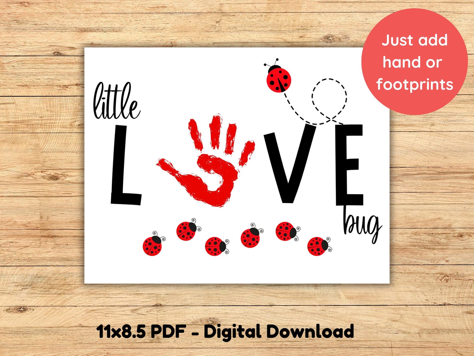 Valentine's Day Handprint Kids Craft Printable, Love Bug Parent Gift ...