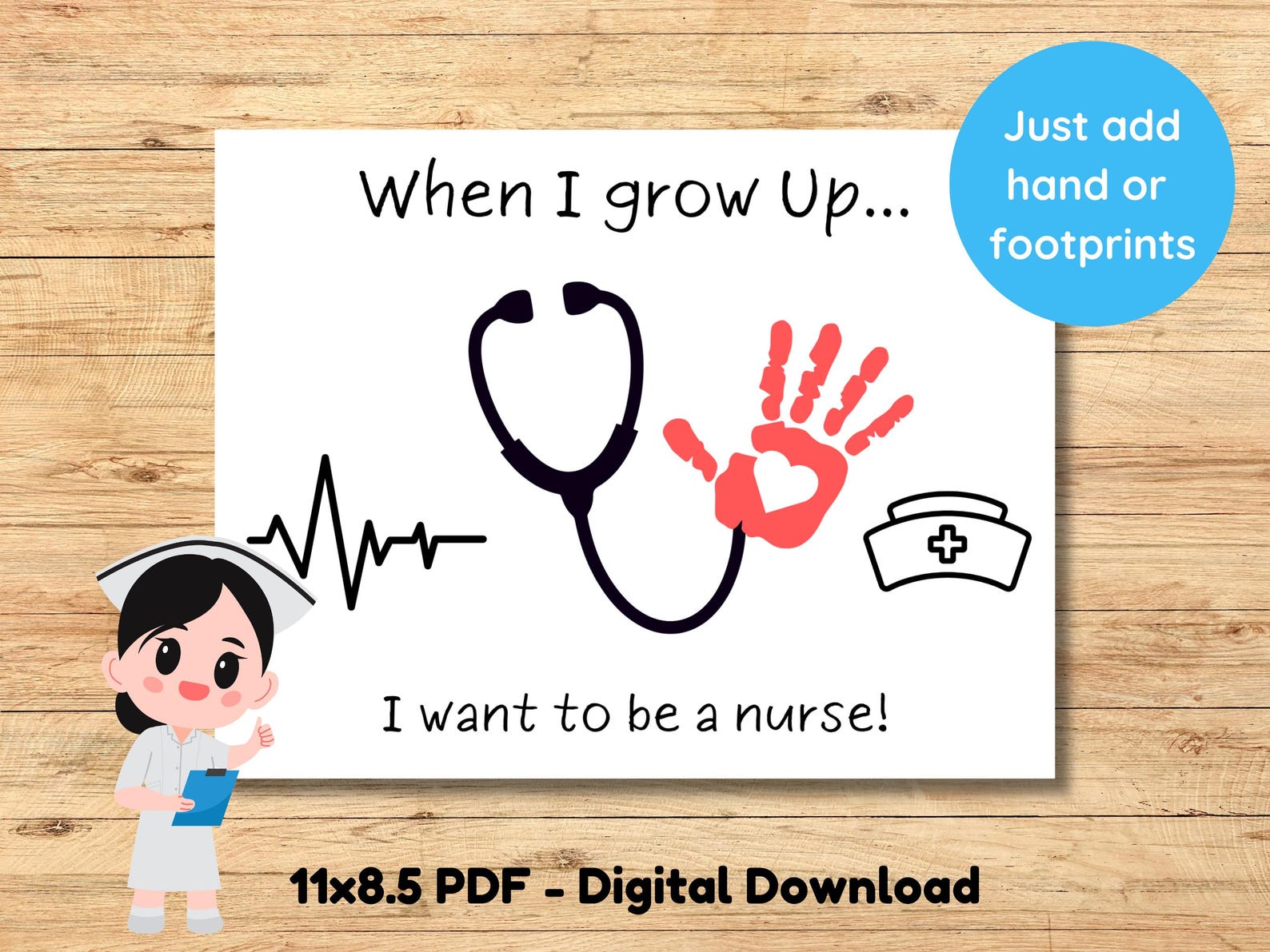 Kids Nurse Handprint Craft Printable, When I Grow up Activity ...