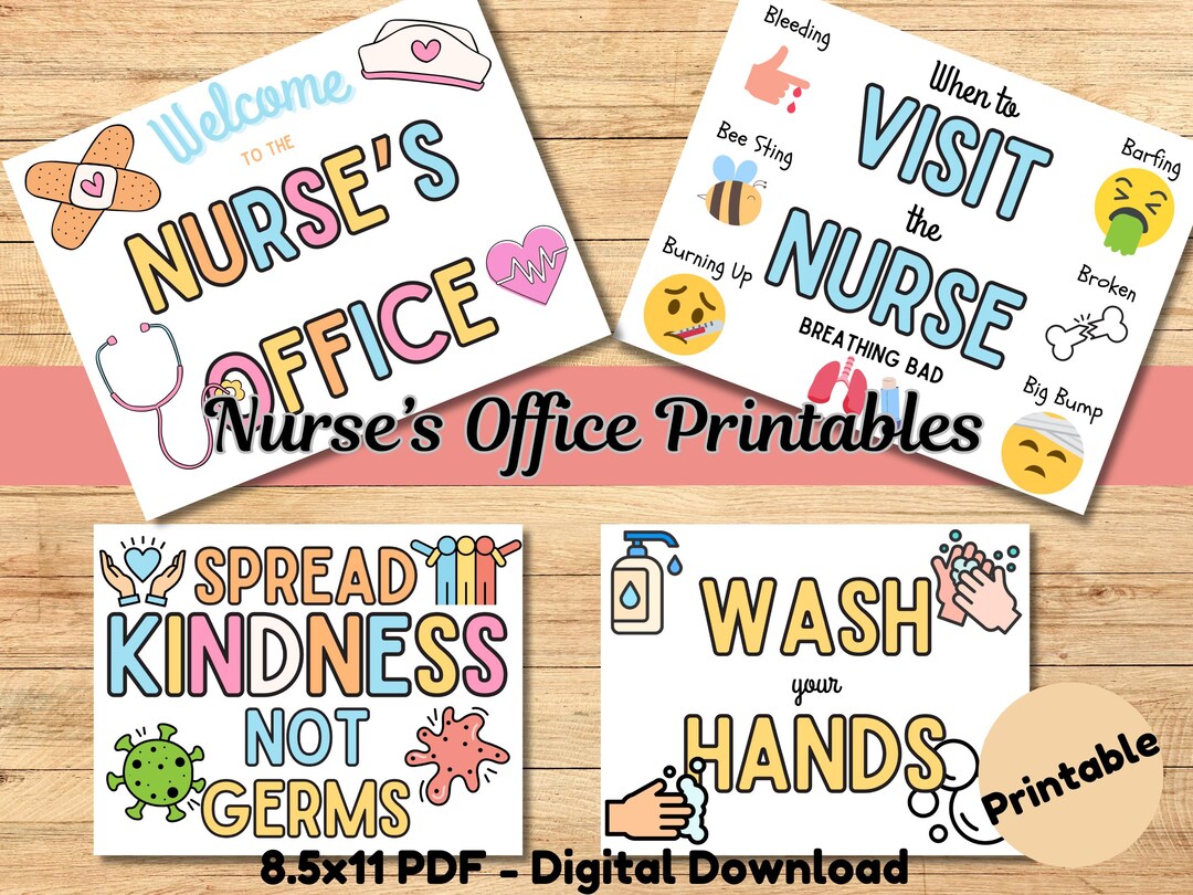 Nurses Office Welcome Sign and Decor, School Health Room Printable ...