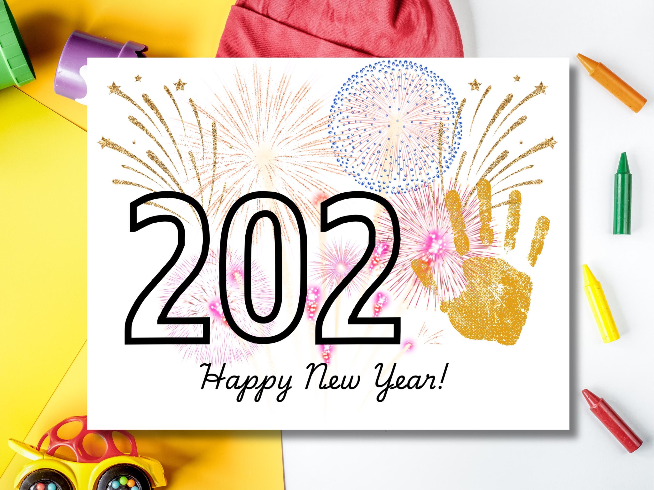 New Years Handprint Craft | 2025 Kids Preschool or Daycare Activity ...