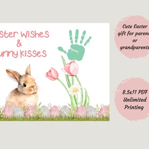 Kids Easter Bunny Handprint Craft Activity Printable | Easter Craft ...