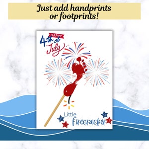 Kids Fourth of July Handprint Craft Printable Activity, Firework Art ...