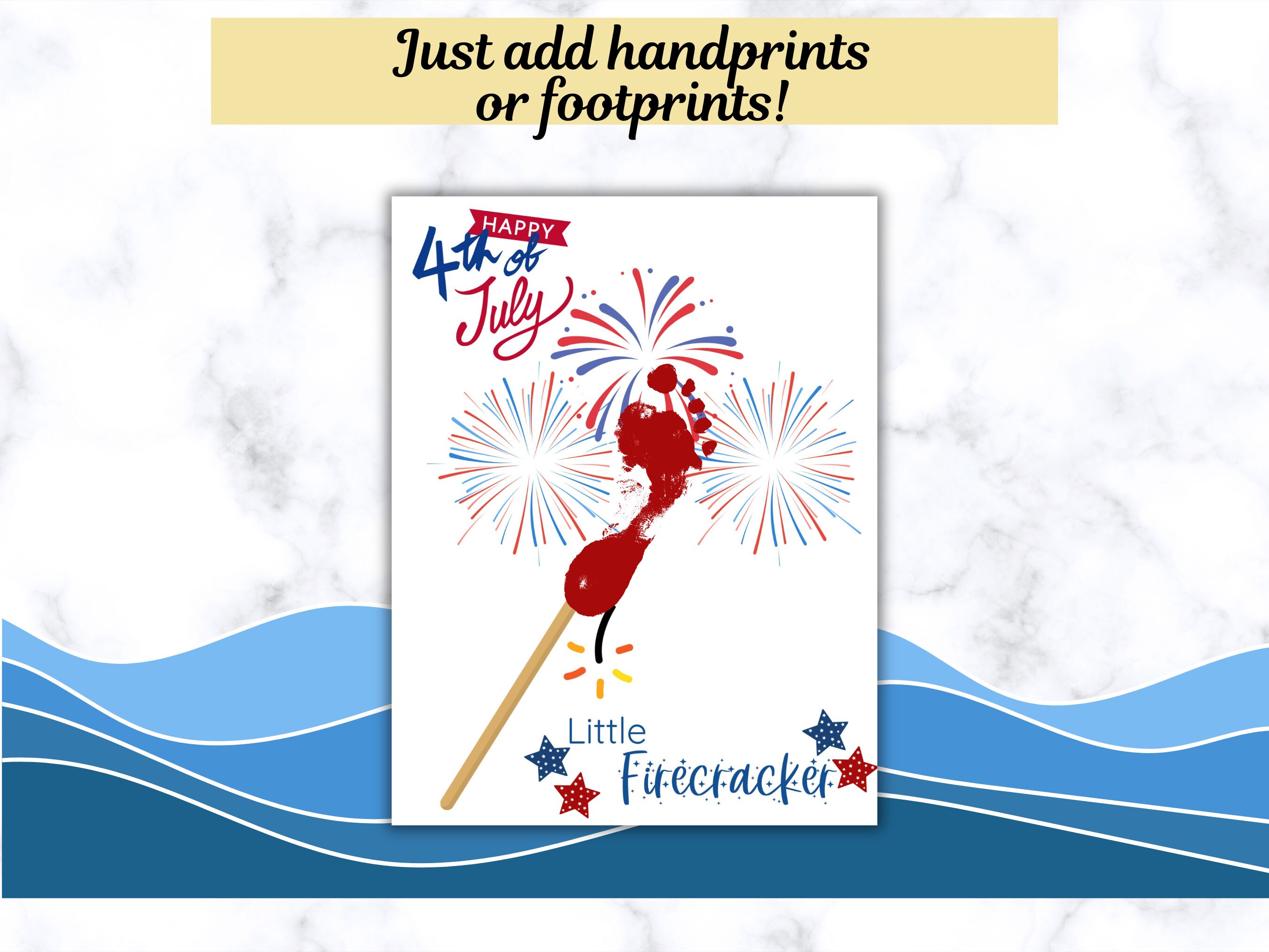 Kids Fourth of July Handprint Craft Printable Activity, Firework Art ...