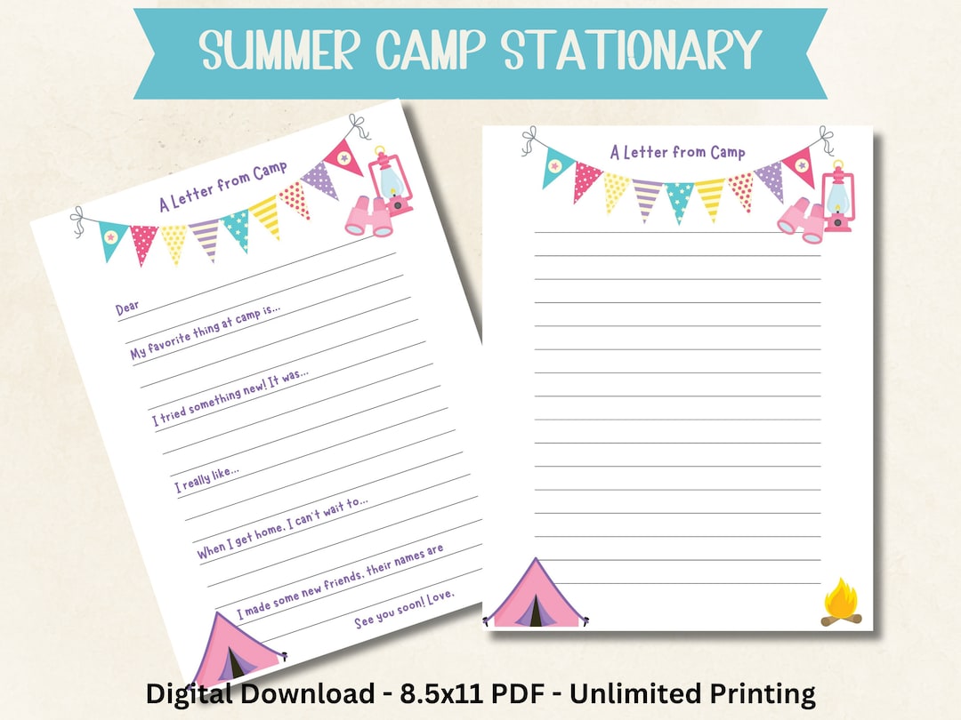 Kids Summer Camp Letter Printable - Girls Camp Note Printable Letter ...