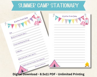 Kids Summer Camp Letter Printable - Kids Camp Note Printable Letter ...