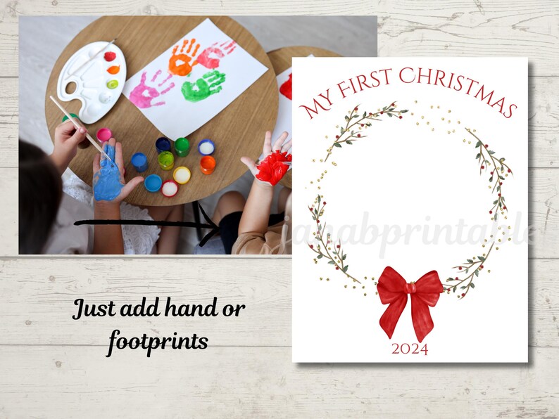 Baby First Christmas Handprint Holiday Craft Printable Activity for ...