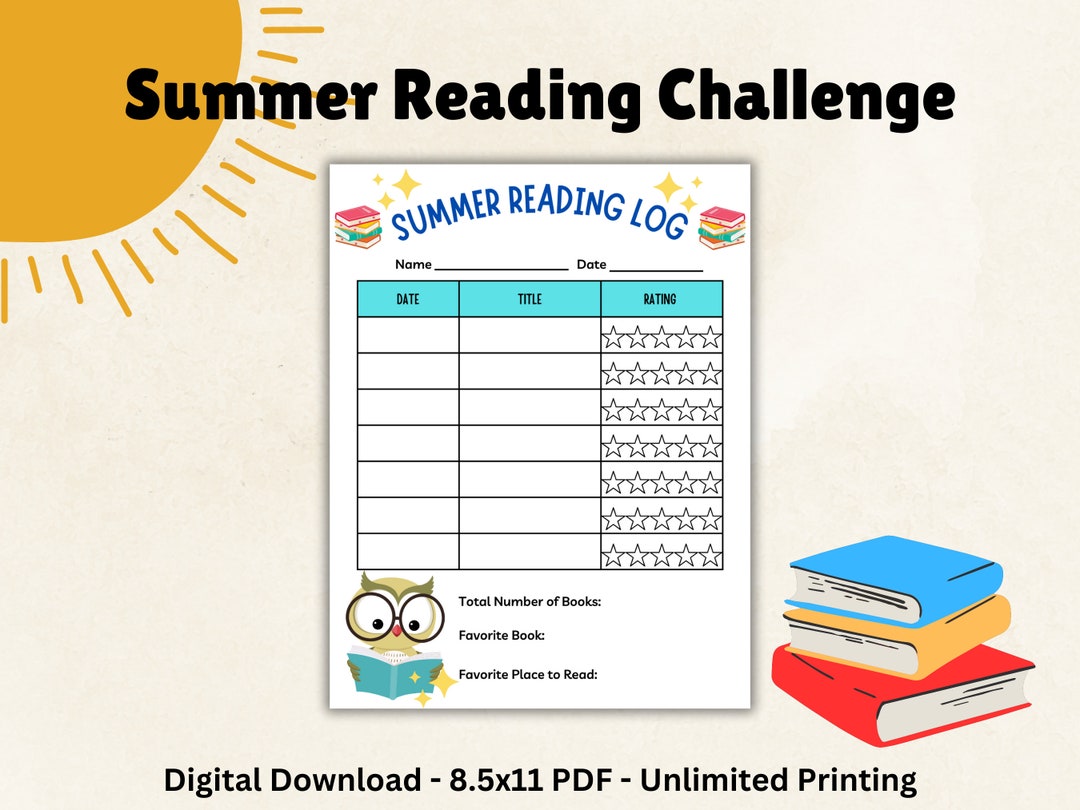 Summer Reading Log Tracker Printable for Kids and Adults, Summer Book ...
