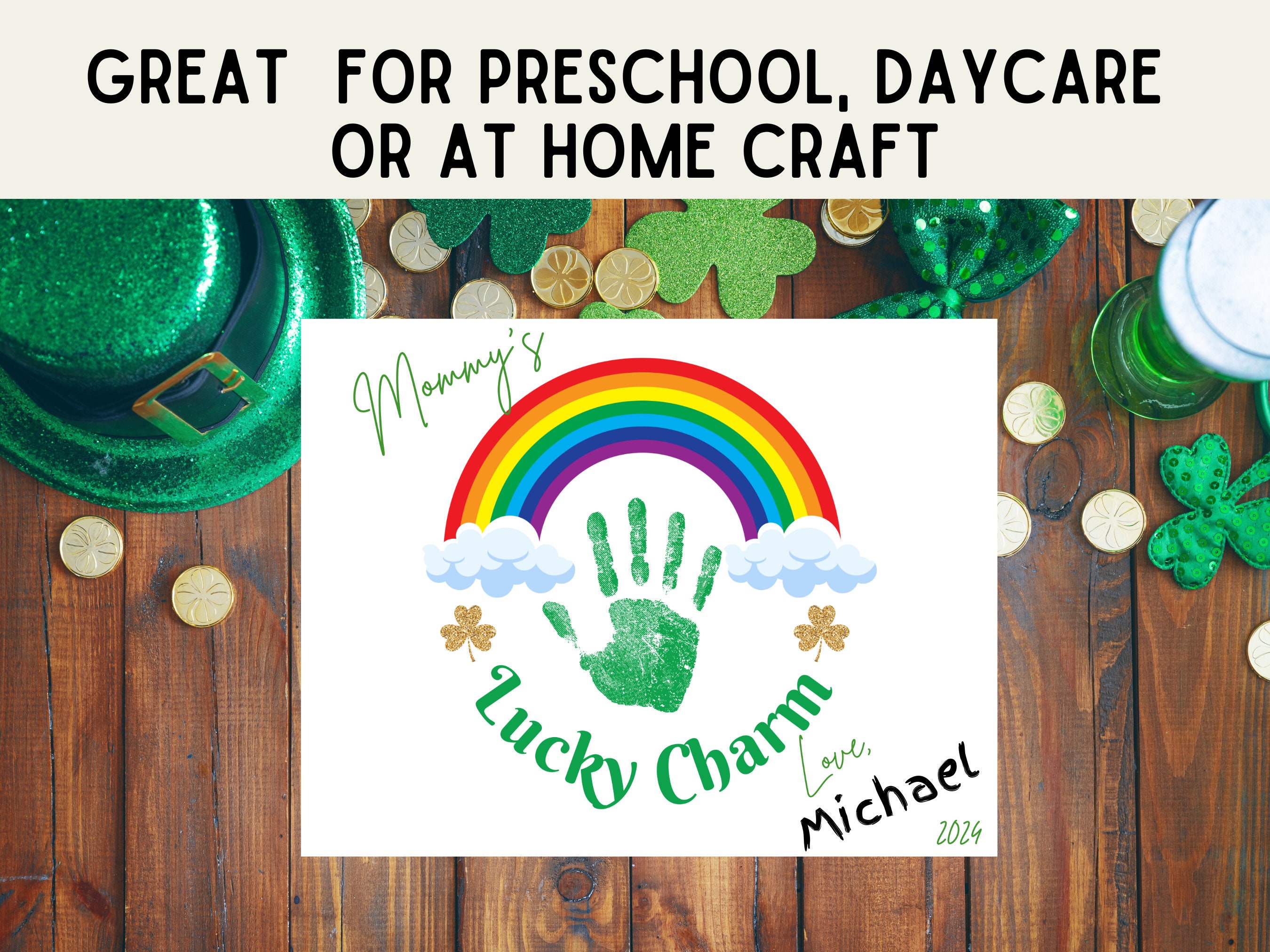 St Patrick's Day Handprint Craft Printable Parent Gift Keepsake Mommys ...