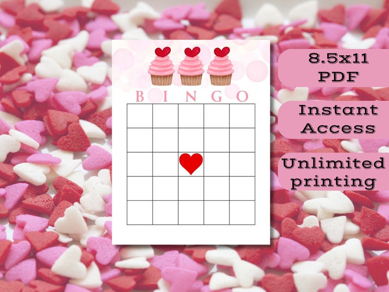 Bingo Game Printable Blank Cupcake Simple Classroom Activity - Cute ...