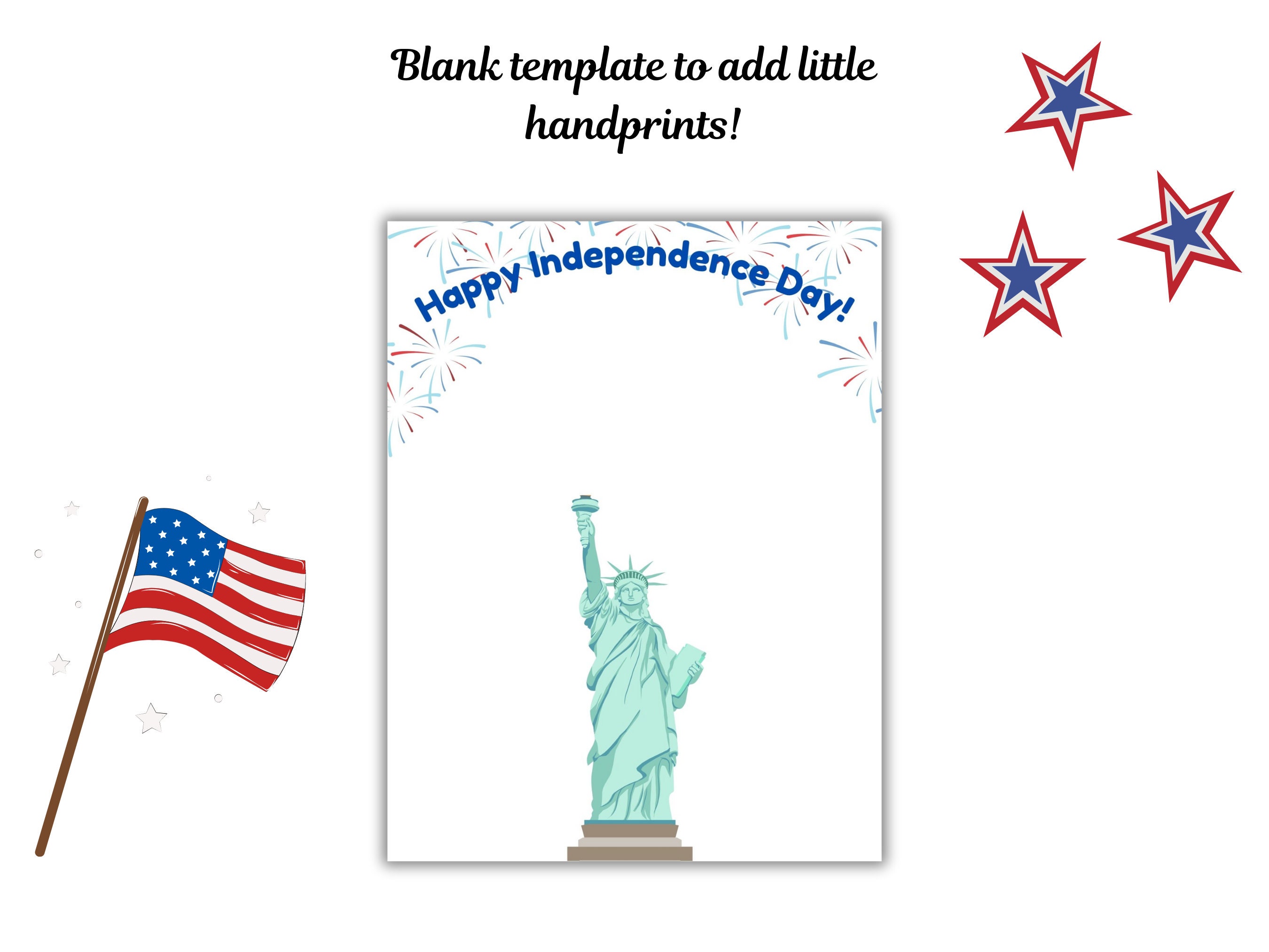 Kids Fourth of July Handprint Craft Printable Activity Independence Day ...