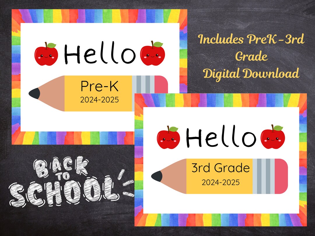 Kids Back to School Printable Sign for First Day of School - Pre-k ...