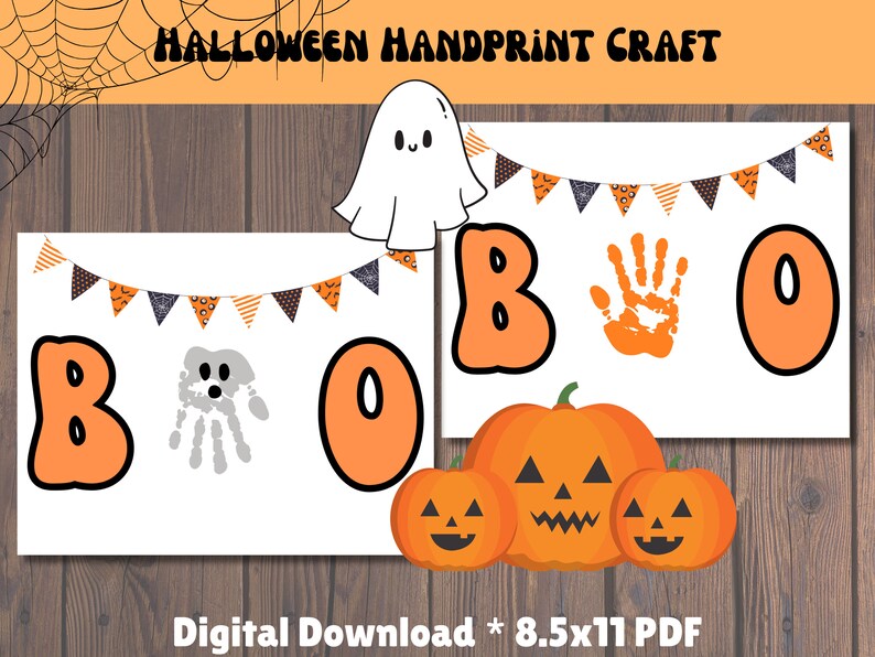 Kids Halloween Boo Ghost Handprint Craft Printable, Daycare or ...