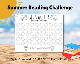Summer Reading Challenge Printable for Kids and Adults, 90 Day ...