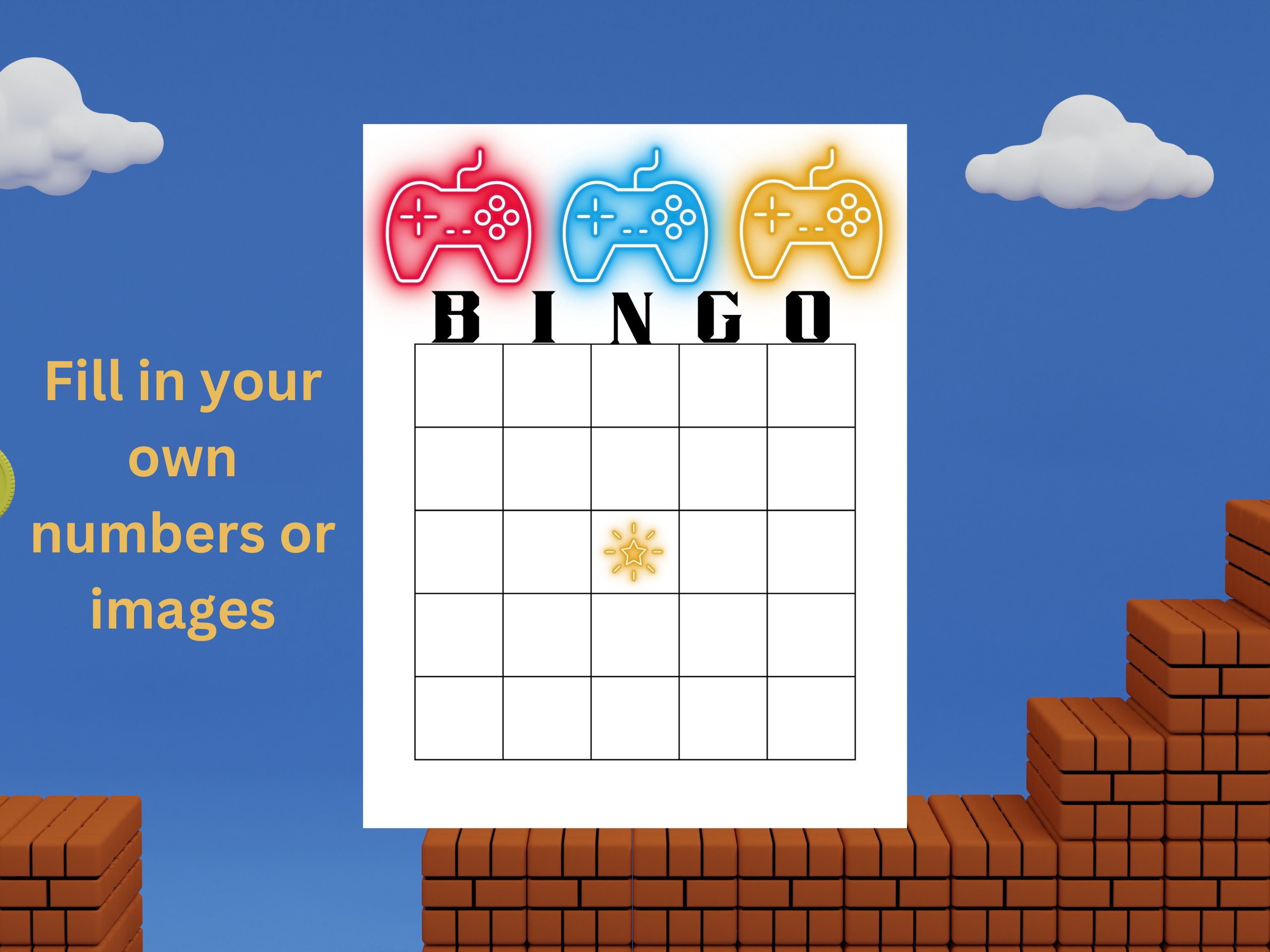 Video Game Blank Bingo Card - Gamer Fill in Your Own Ideas or Numbers ...
