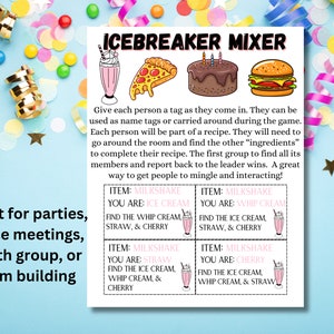 Teen Ice Breaker Group Game Printable Youth Group Icebreaker Classroom ...