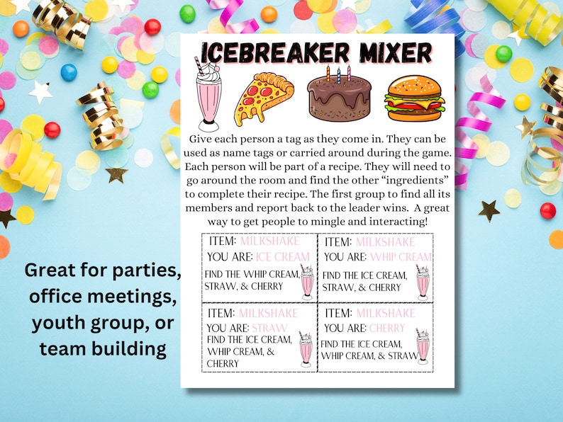 Ice Breaker Group Game Printable Youth Group Classroom Mixer for Teens ...