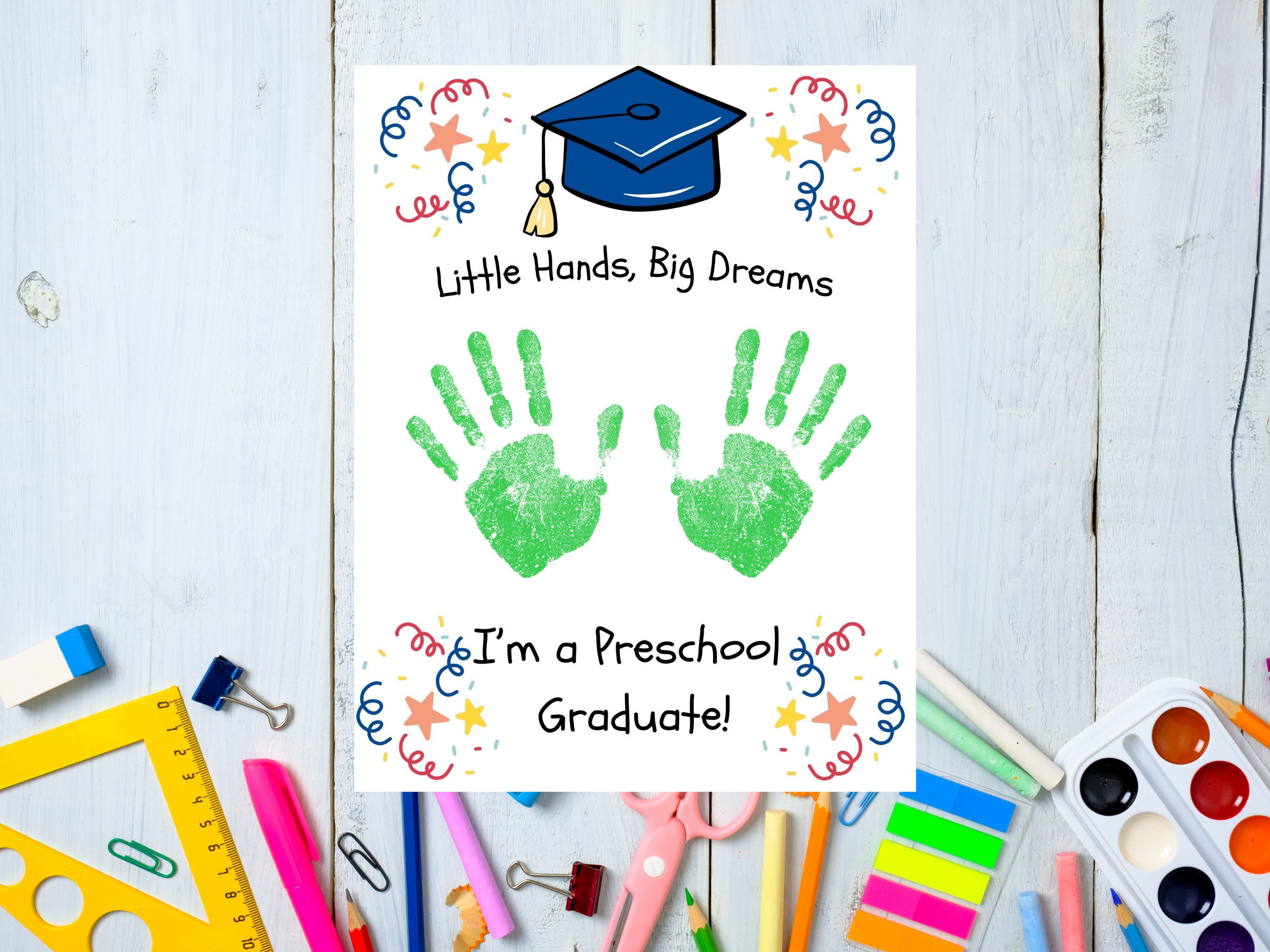 Preschool Graduation Handprint Craft for Class or Daycare, DIY School ...