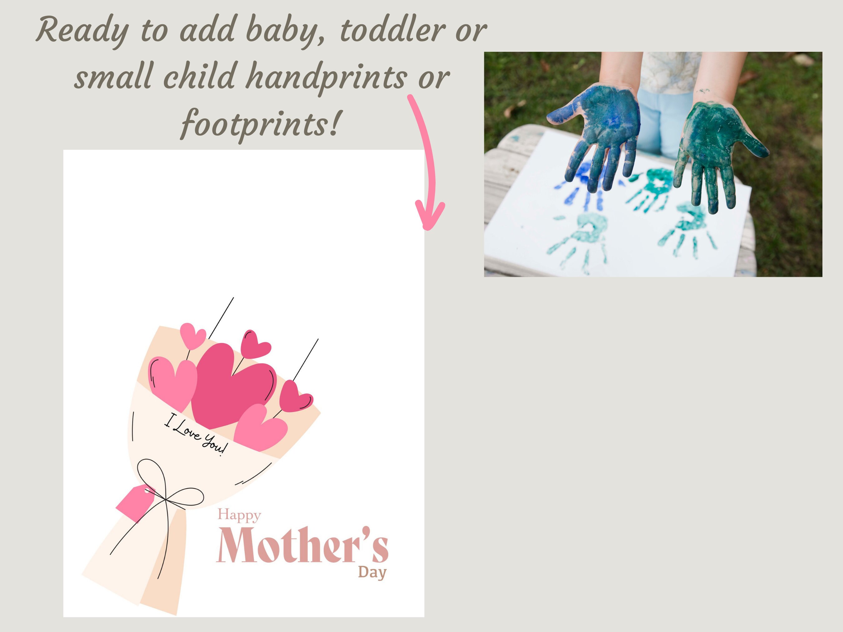 Mother's Day Flower Bouquet Handprint Kids Craft Printable Gift for Mom ...