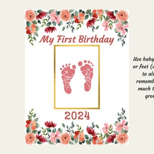 First Birthday Handprint Craft Keepsake Memory Birthday Handprint Gift ...