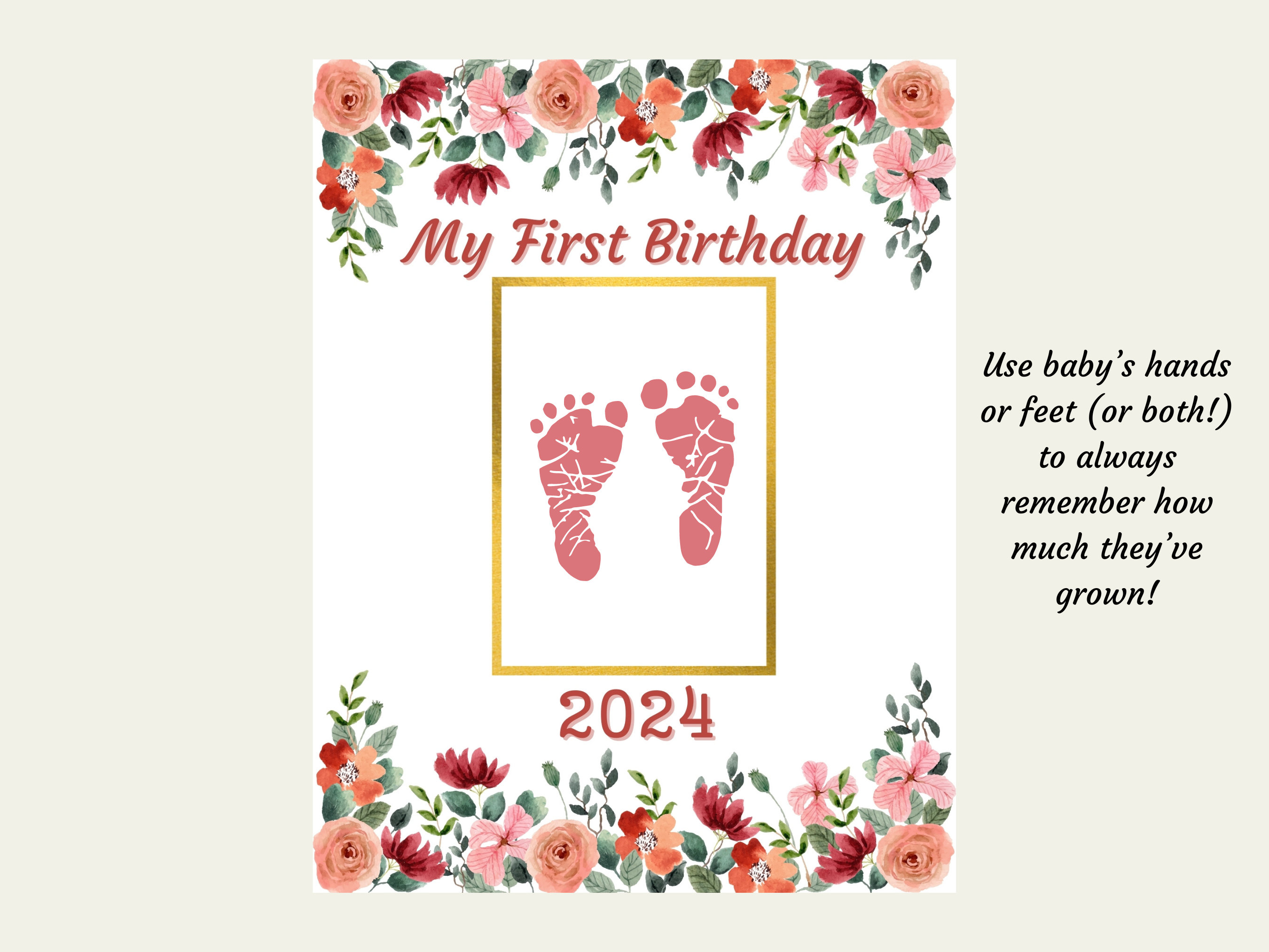 First Birthday Handprint Craft Keepsake Memory Birthday Handprint Gift ...