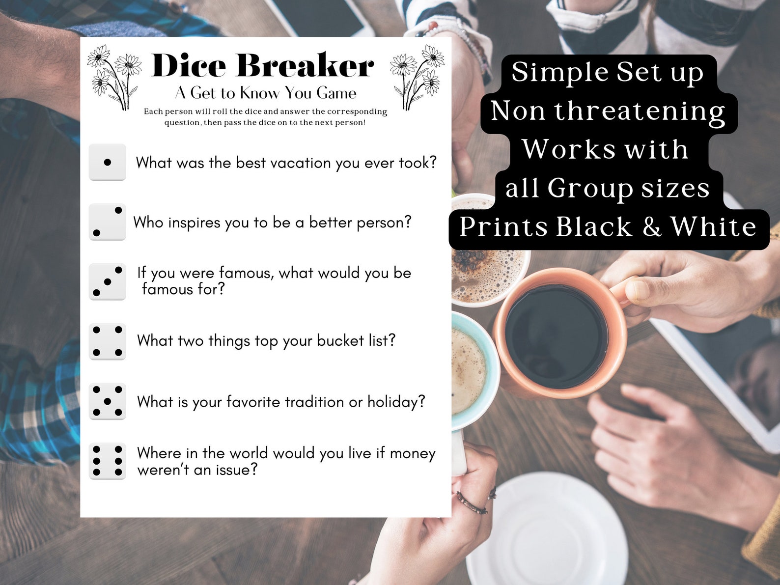 Ice Breaker Group Game Printable Gathering Dicebreaker Activity Mixer ...