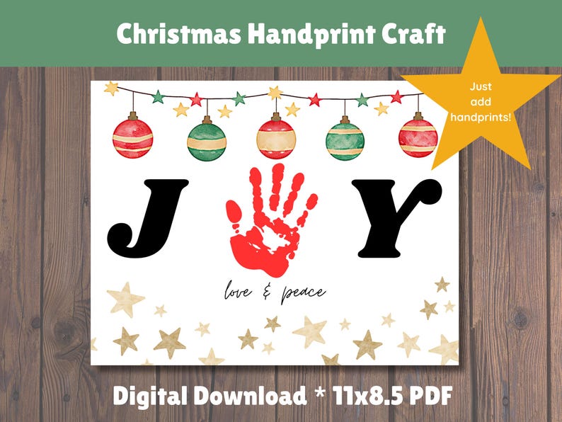 Kids JOY Handprint Christmas Craft Activity for Kids, Fun Holiday Art ...