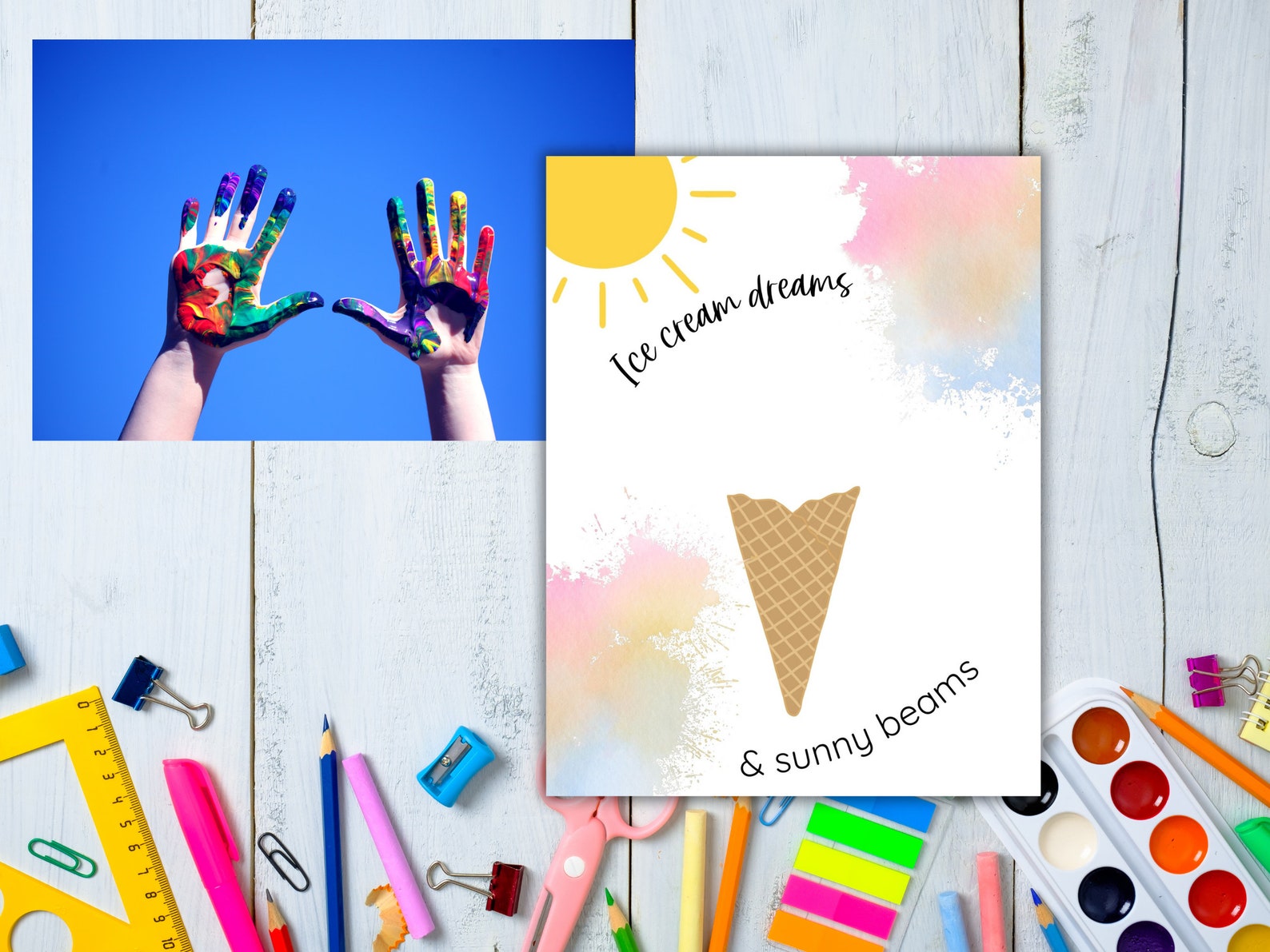 Kids Summer Handprint Craft Printable - End of School Year Art Activity ...